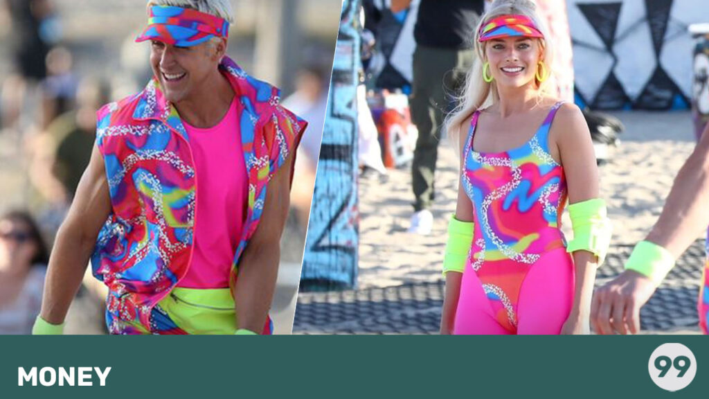 Ryan Gosling wears neon in newly released Barbie set photos